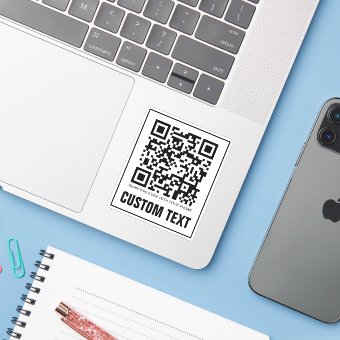 Custom QR code and text Sticker | Zazzle