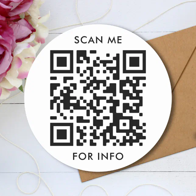 Custom QR Code And Text Template Classic Round Sticker | Zazzle