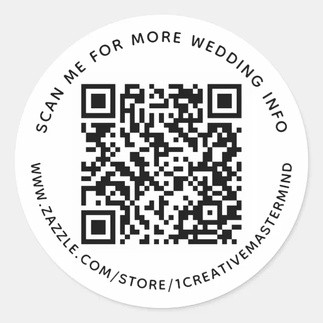 Custom QR Code and Text Wedding Label Sticker | Zazzle