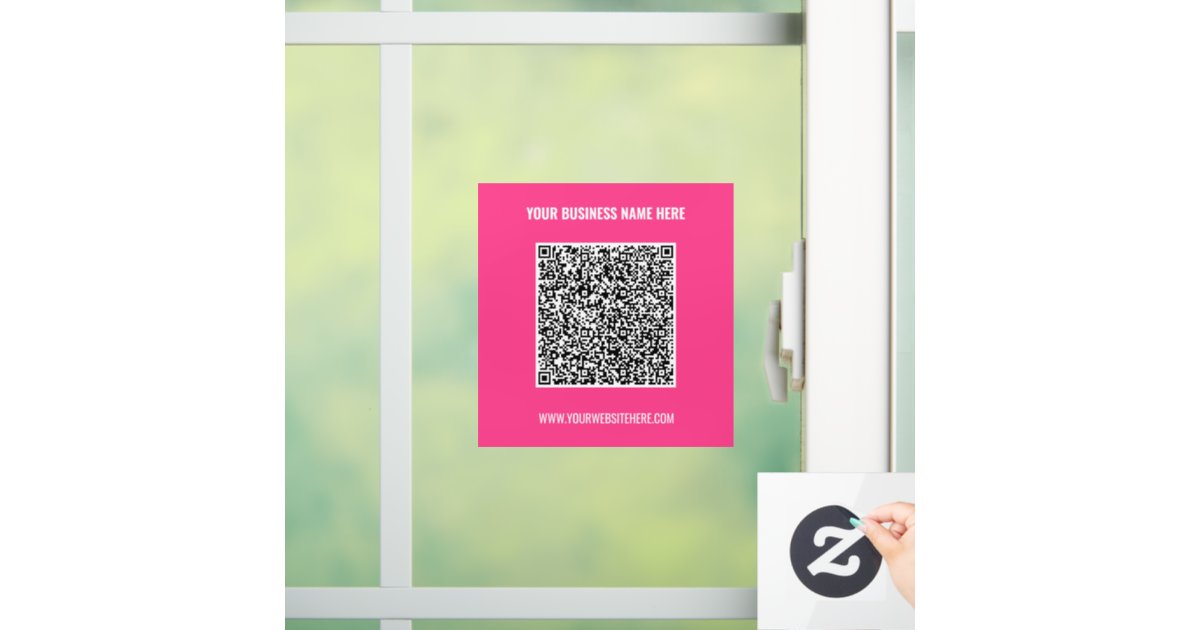 Custom QR Code and Text Window Cling Template | Zazzle