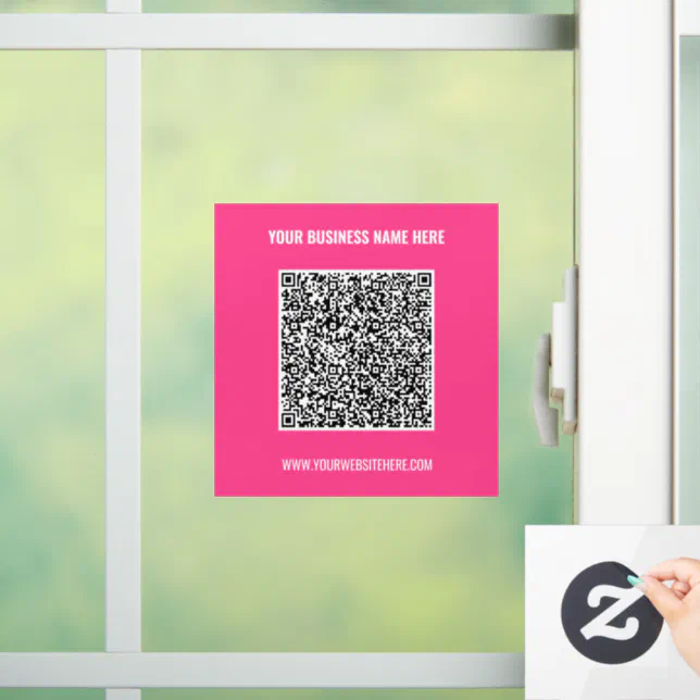 Custom QR Code and Text Window Cling Template | Zazzle