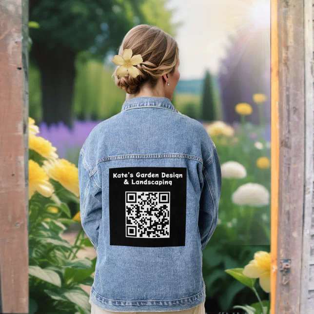Custom QR Code Black White Scan Business Barcode Denim Jacket | Zazzle