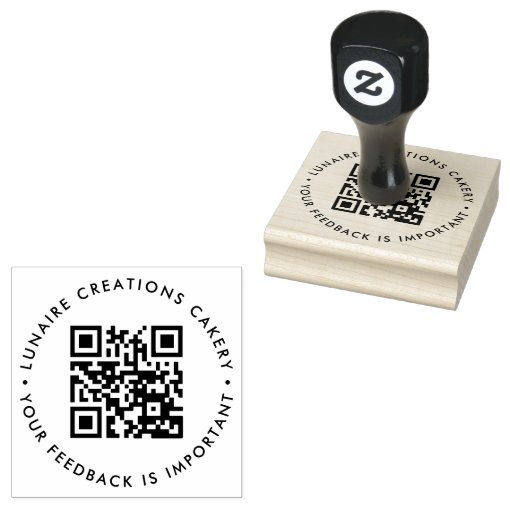 Custom QR Code Business Feedback Rubber Stamp | Zazzle