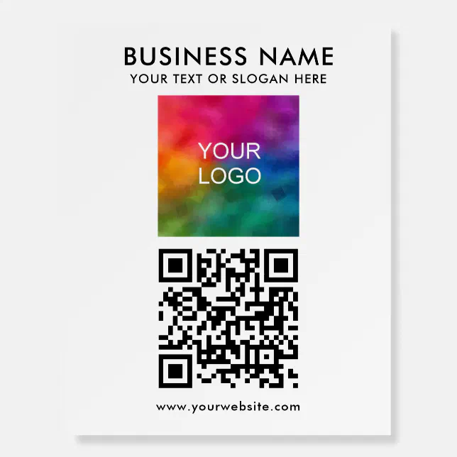 Custom QR Code Business Logo Best Elegant Template Foam Board | Zazzle