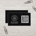 Custom QR Code Business Logo | Black Professional Business Card | Zazzle