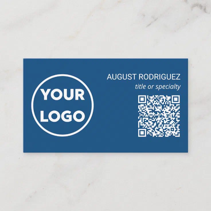 Custom QR Code Business Logo Modern Blue Business Card | Zazzle