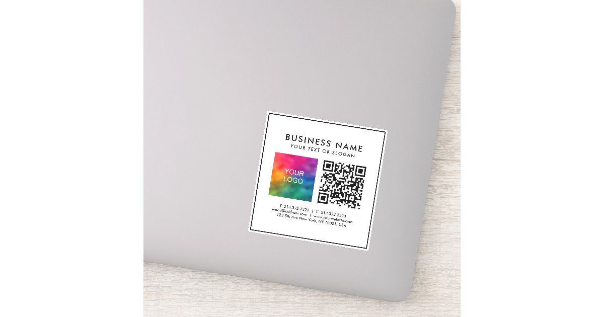 Custom QR Code Business Logo Text Template Small Sticker | Zazzle