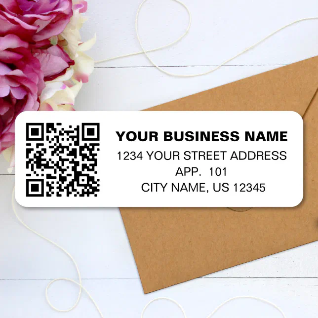 Custom QR Code Business Name Simple Return Address Label | Zazzle