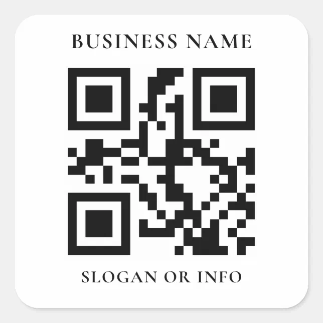 Custom QR Code Business Name Square Sticker | Zazzle