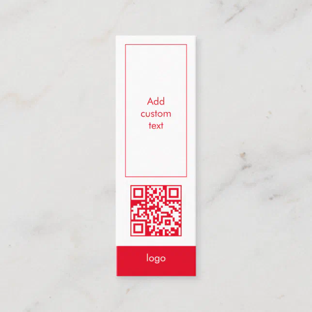 custom qr code business simple red bookmark card | Zazzle