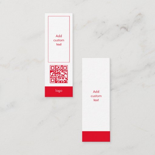 custom qr code business simple red bookmark card | Zazzle