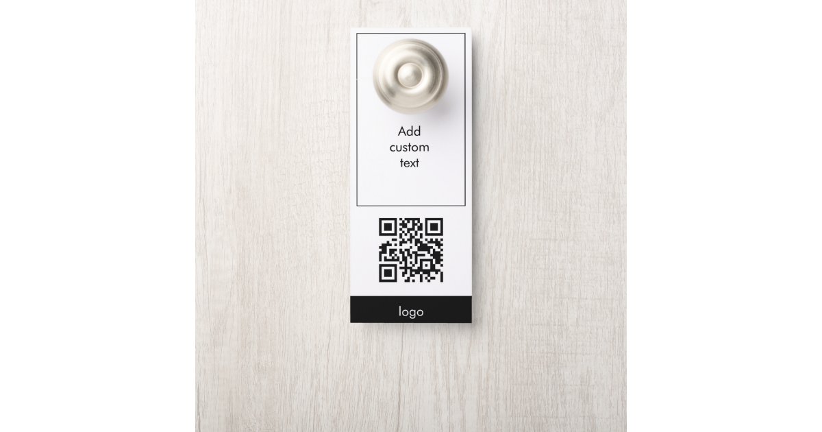 custom qr code business simple white card door hanger | Zazzle