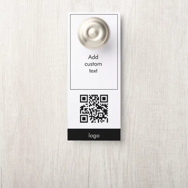 custom qr code business simple white card door hanger | Zazzle