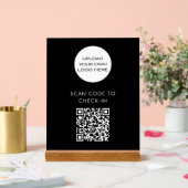 Custom QR Code Check-in Scan Logo Black Acrylic Sign | Zazzle