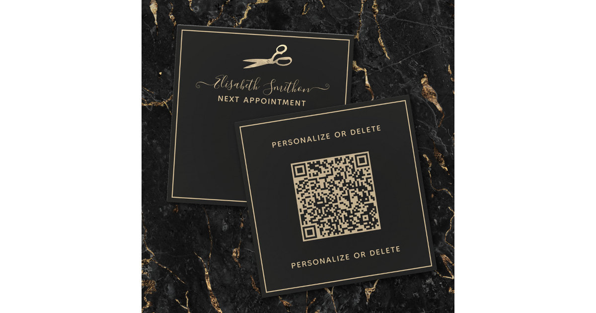 Custom QR Code Chic Hair Stylist Next Appointment Note Card | Zazzle