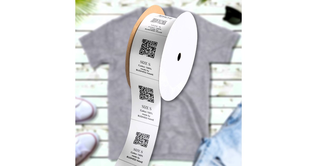 Custom QR Code Clothing Garment Product Labels Satin Ribbon | Zazzle