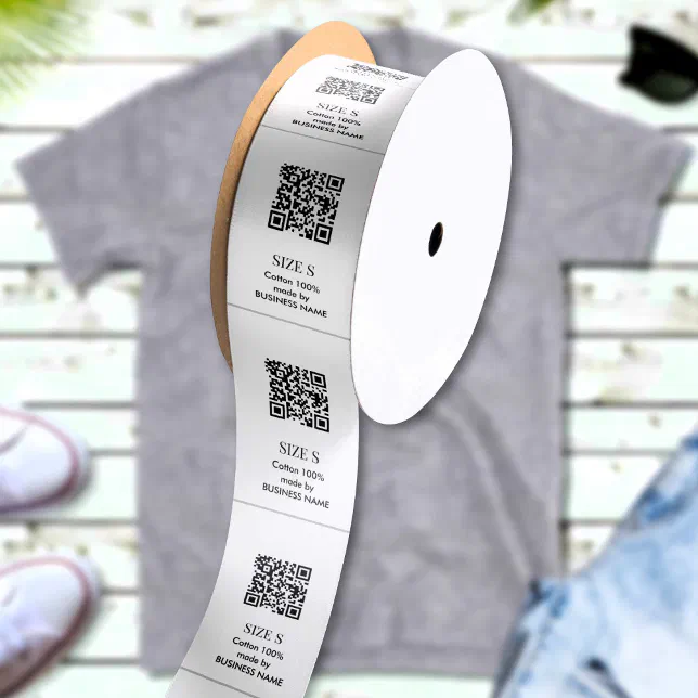 Custom QR Code Clothing Garment Product Labels Satin Ribbon | Zazzle