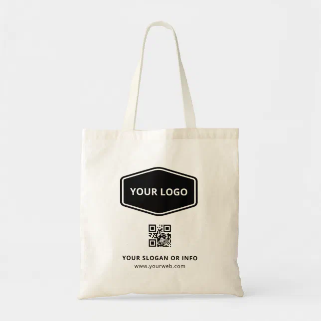 Custom QR Code Company Logo Branded Promotional Tote Bag | Zazzle