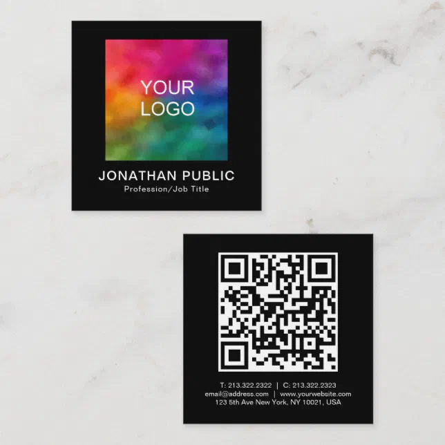 Custom QR Code Company Logo Employee Square Calling Card | Zazzle