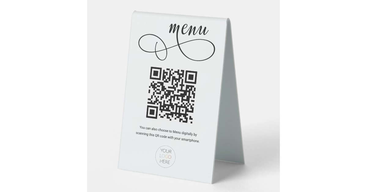 Custom QR Code Contactless Script Menu Table Tent | Zazzle
