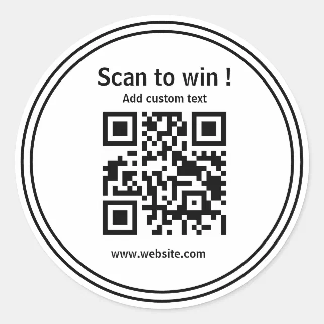 custom qr code contest white url simple Sticker | Zazzle