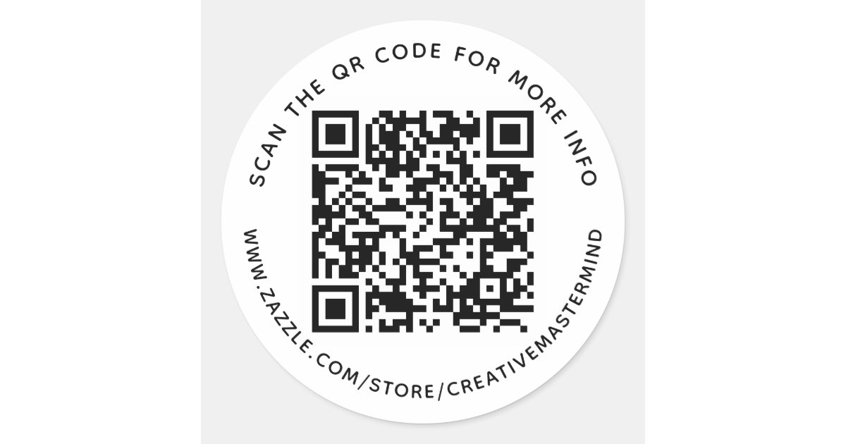 Custom QR Code Custom Text Classic Round Sticker | Zazzle