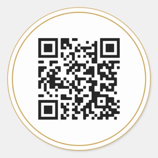 Custom QR Code Elegant Black White Gold Classic Round Sticker | Zazzle