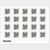 Custom QR Code & Holographic Pastel Business Promo Square Sticker | Zazzle