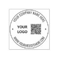 Custom QR Code Info Logo Text Round Rubber Stamp | Zazzle