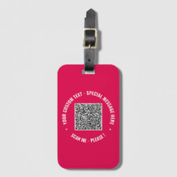 Custom QR Code Info Text and Colors Luggage Tag | Zazzle
