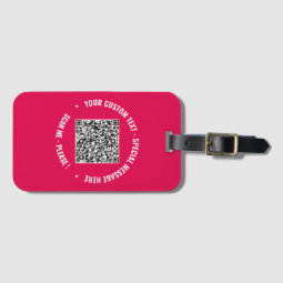 Custom QR Code Info Text and Colors Luggage Tag | Zazzle