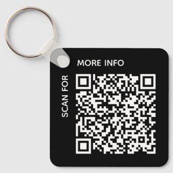 Custom QR Code Logo and Text Corporate Swag Black Keychain | Zazzle