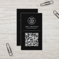 Custom QR Code Logo Minimal Black Business Card | Zazzle