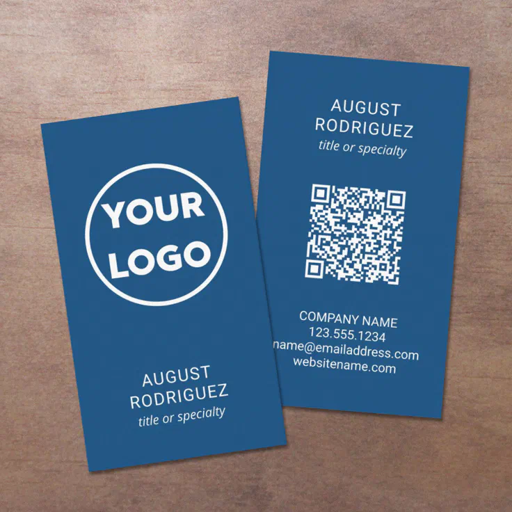 Custom QR Code Logo Modern Blue Business Card | Zazzle