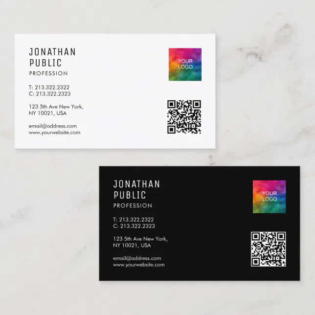 Custom QR Code Logo Modern Elegant Simple Template Business Card | Zazzle
