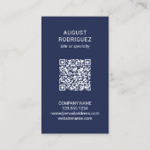 Custom QR Code Logo Modern Navy Blue Business Card | Zazzle