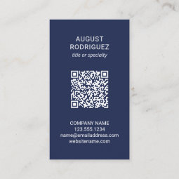 Custom QR Code Logo Modern Navy Blue Business Card | Zazzle