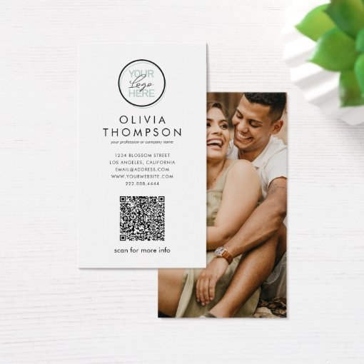 Custom QR Code Logo Photo Business Cards | Zazzle