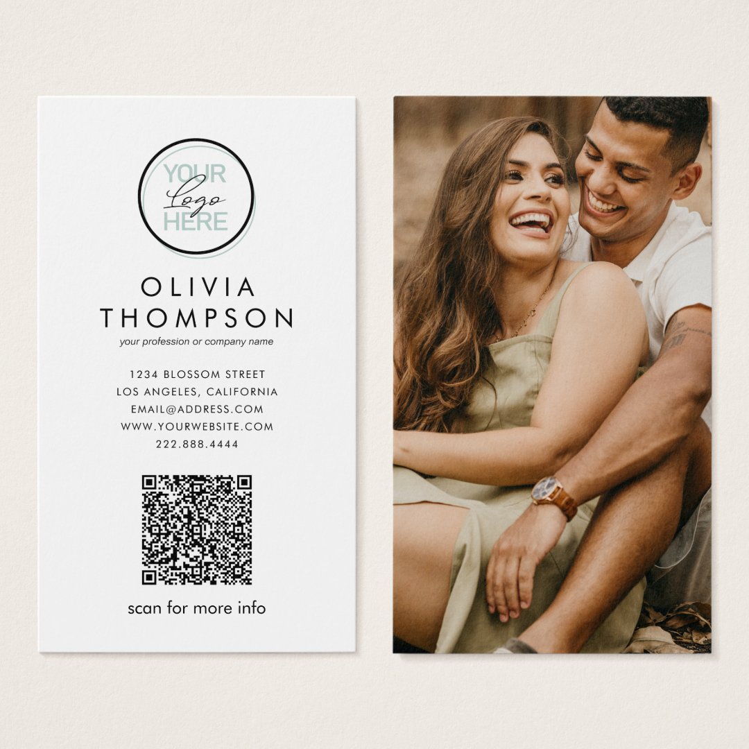 Custom QR Code Logo Photo Business Cards | Zazzle
