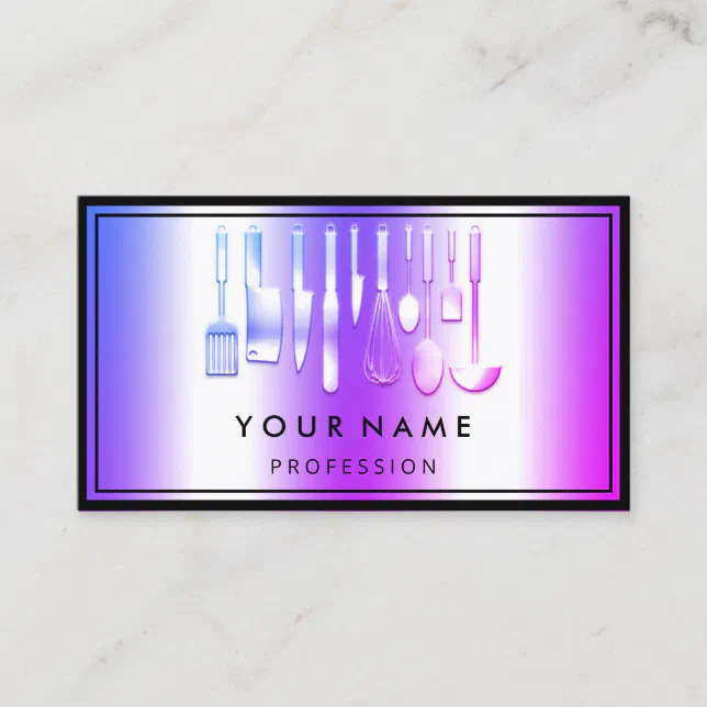 Custom QR CODE Logo Restaurant Cooking Chef Pink Business Card | Zazzle