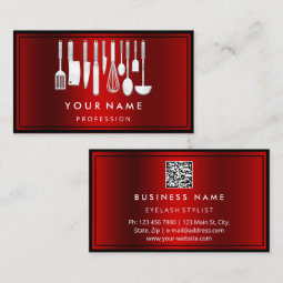 Custom QR CODE Logo Restaurant Cooking Chef Red Business Card | Zazzle