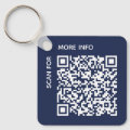 Custom QR Code Logo Text Corporate Swag Navy Blue Keychain | Zazzle