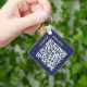 Custom QR Code Logo Text Corporate Swag Navy Blue Keychain | Zazzle