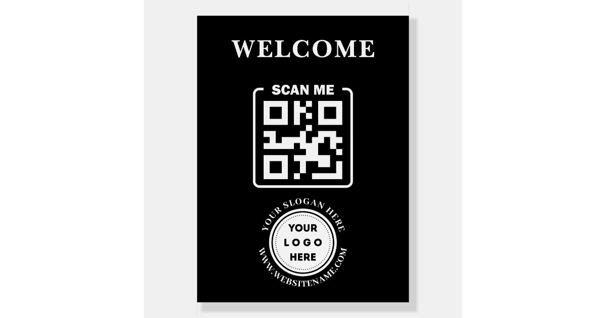 Custom QR Code Logo Text Modern Business Foam Board | Zazzle