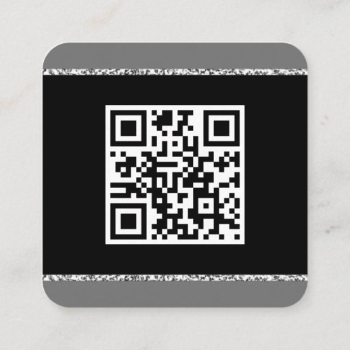 Custom QR Code Marble Black and Gray Square Business Card | Zazzle