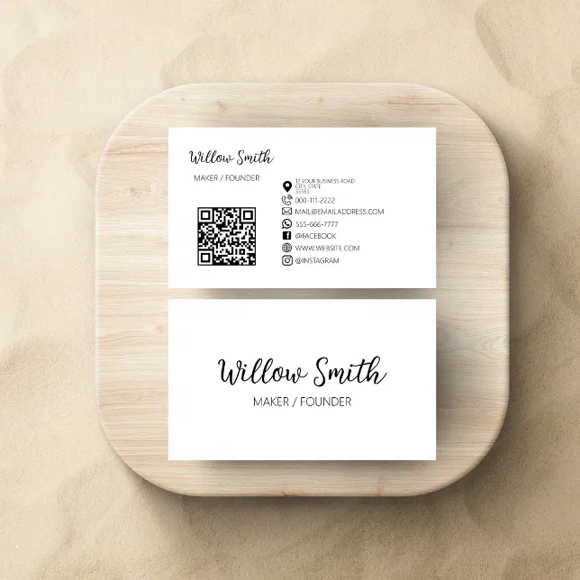 Custom QR Code Minimalist Small Business Card | Zazzle