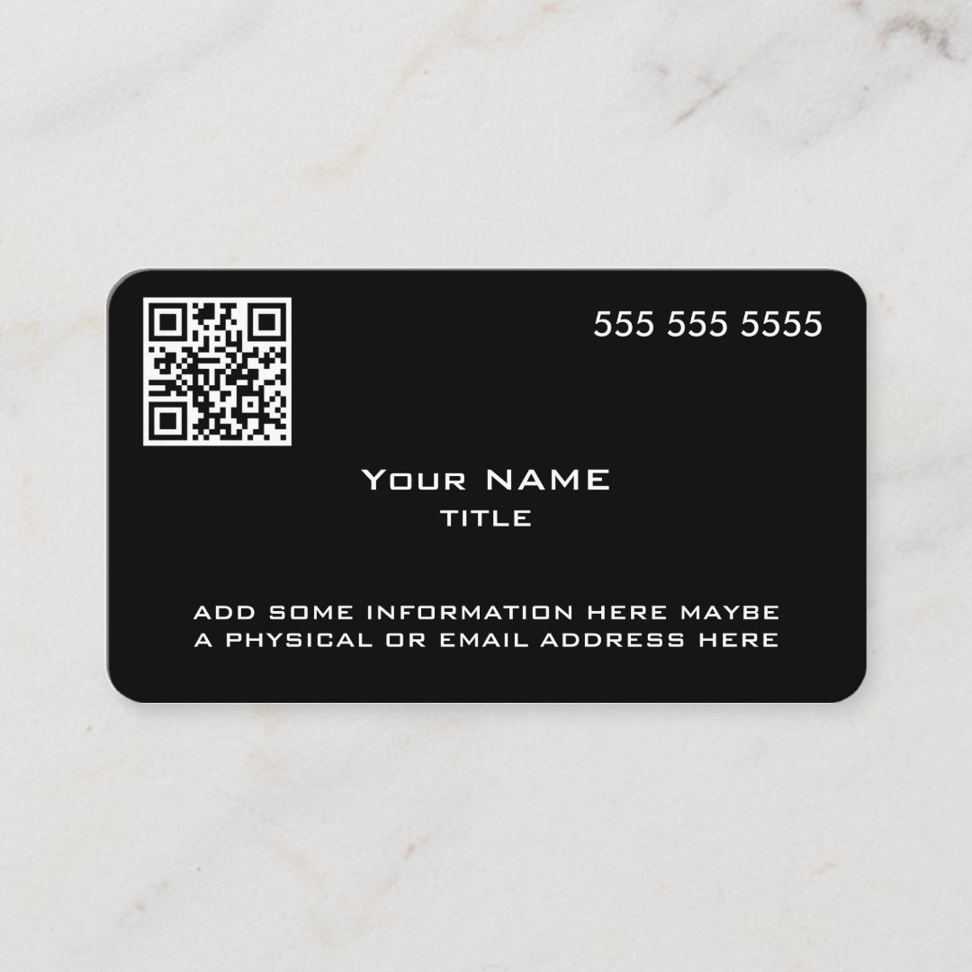 Custom QR Code Modern Black Business Card | Zazzle