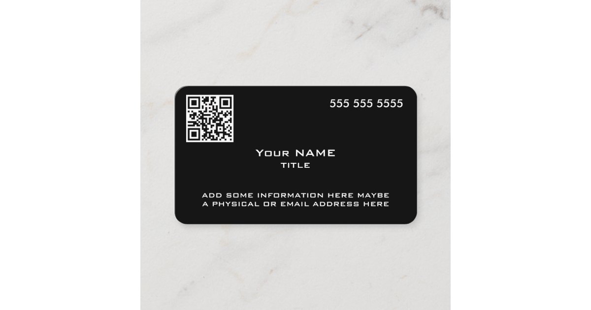 Custom QR Code Modern Black Business Card | Zazzle