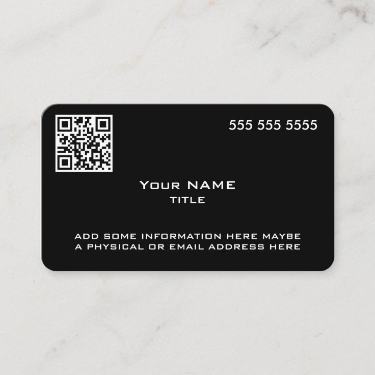 Custom QR Code Modern Black Business Card | Zazzle
