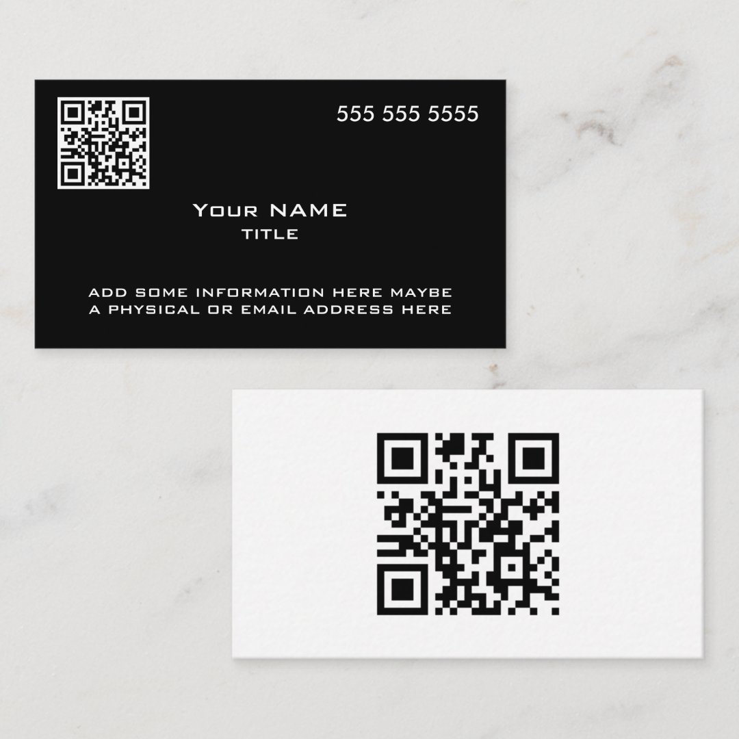 Custom QR Code Modern Black White Business Card | Zazzle